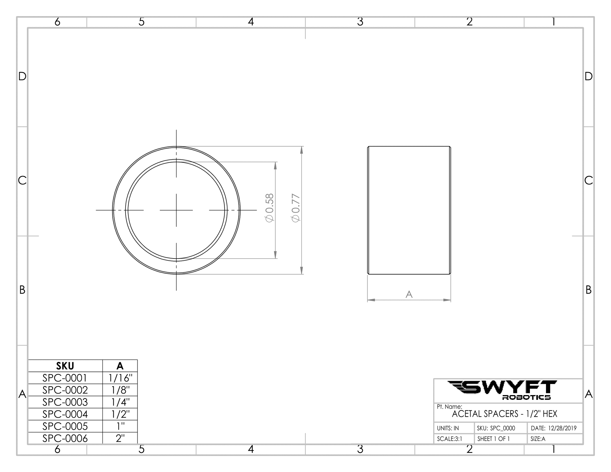 Acetal Shaft Spacers – SWYFT Robotics
